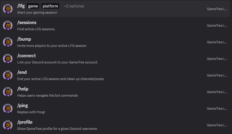 Discord LFG Bot - GameTree